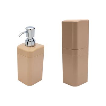 Kit Pia Banheiro Porta Escova Pasta + Sabonete Líquido Bege - Roper ...