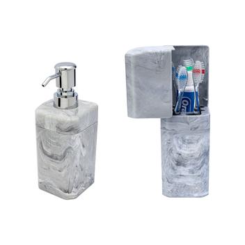 Kit Pia Banheiro Porta Escova + Sabonete Líquido Carrara - Roper Plast ...