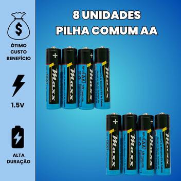 Kit Pilhas Palito AAA Pilha Comum AA Cilíndrica Escolha Seu Kit - Maxx ...