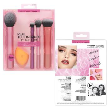 Kit Pincéis Real Techniques Essentials + Esponja - Pincéis de Maquiagem - Magazine Luiza