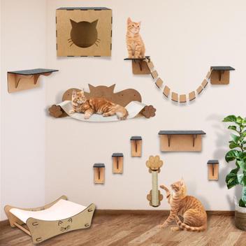 Kit Playground 11 pçs P/ Gato Prateleira Rede Cama em Mdf - Mondo Box ...