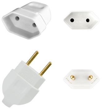Kit Plugue Pino Macho Maciço 2p 10A + Tomada Fêmea 2p 10A Branco - EPM ...