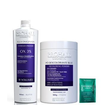 Kit Pó Descolorante Azul e Água Oxigenada 10 Volumes Prohall ...