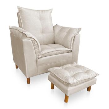 Kit Poltrona Amamentação Sara e Puff Suede Bege SKY MOBILE - Dal Poz ...