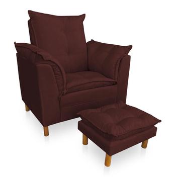 Kit Poltrona Amamentação Sara e Puff Veludo Marsala SKY MOBILE - Dal ...