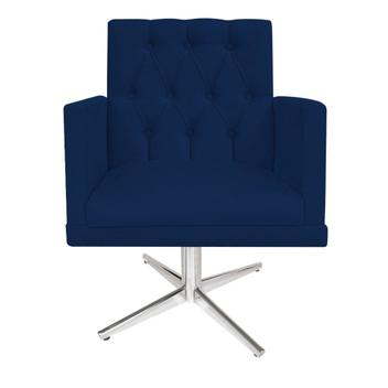 kit Poltrona e Puff Nanda Base Giratória de Metal Suede Azul Marinho ...