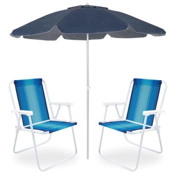 Kit Praia com Guarda Sol 2 M e 2 Cadeiras de Praia - Praia e Piscina ...