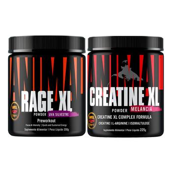Kit Pré Treino Animal Rage XL 221g + Creatina Animal XL 225g ...