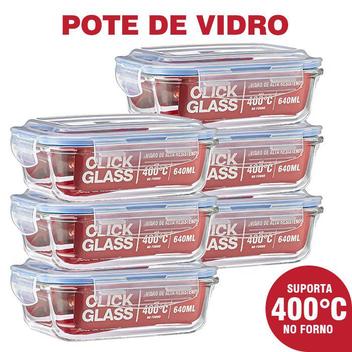 Kit Premium Click Glass com 6 potes de vidro 100% herméticos - Pote ...