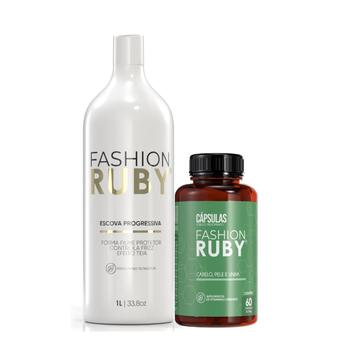 Kit Progressiva Fashion Ruby Linha Gold 1000ml + Multivitaminico Cabelo ...