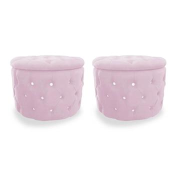 Kit Puff Redondo Classico Capitonê Suede Rosa - DS Estofados - Estopar ...