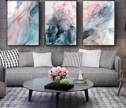 Kit Quadros Decoração 5 pçs Fluídos Rosa E Azul Luxo" - Iron Tech ...