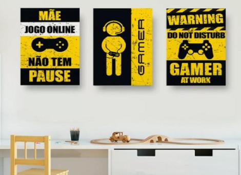 Kit Quadros Decoração 5 pçs Gamers Do Not Disturb" - Iron Tech - Quadro ...