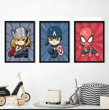 kit quadros decorativos 3 peças super herois bebes" - Iron Tech ...
