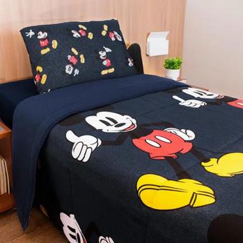 Kit Quarto Menino Menina Infantil Jogo de Cama com Edredom Mickey e Pluto Azul Marinho ...