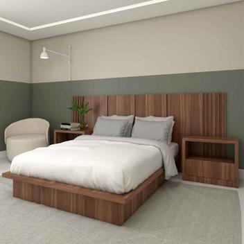 Kit Quarto Sob Medida MDF Casal com 2 Mesas e Cabeceira 2,7m - Casa Lar ...