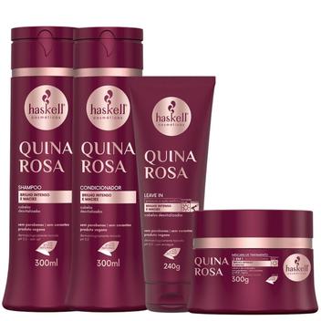 Kit Quina Rosa Haskell Shampoo Condicionador e Máscara 300g/ml + Leave-in Finalizador 240g - Kit ...