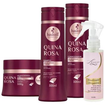 Kit Quina Rosa Shampoo + Cond + Máscara 300ml + Finalizador Obrigatório Lourre 120ml - HASKELL ...