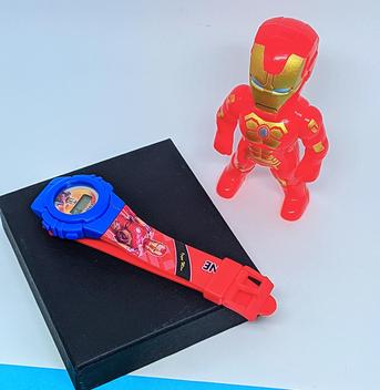 Kit Relógio Infantil Digital Silicone Desenho Super Heróis Homem Ferro ...