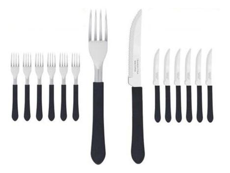 Kit Restaurante 24 Talheres Tramontina 12 Garfos + 12 Facas - Faqueiro ...