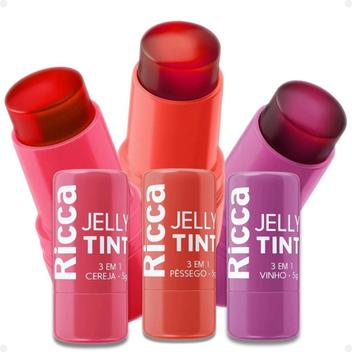 Kit Ricca 3 em 1: 3 Jelly Tint Cereja, Pêssego e Vinho - BELLIZ COMPANY - Gloss e Brilho Labial ...