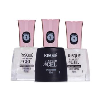 Kit Risqué Diamond Gel C/ 3 Top Coats Efeito Cristal E Paetê - risque ...