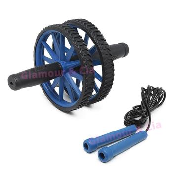 Kit Roda Rodinha Abdominal Dupla + Corda De Pular Para Academia Treino ...