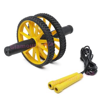 Kit Roda Rodinha Abdominal Dupla + Corda De Pular Para Academia Treino ...