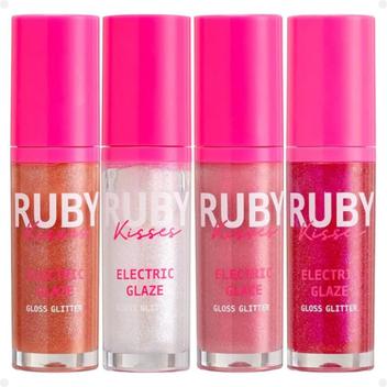Kit Ruby Kisses Electric Glaze Gloss Glitter: Blush Gold, Holo Sky ...