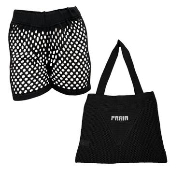Kit Saia ou Short Tricot Feminina com Bolsa Sacola de Praia Crochê ...