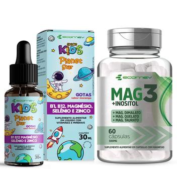 Kit Saude Familia Vitamina Foco Kids B1 B12 Selenio Mag3 Dimalato ...