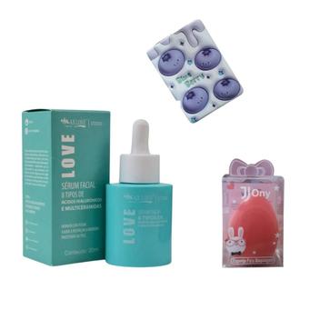 Kit Sérum 8 tipos de Ácidos + espelho + esponja para base - Max Love ...