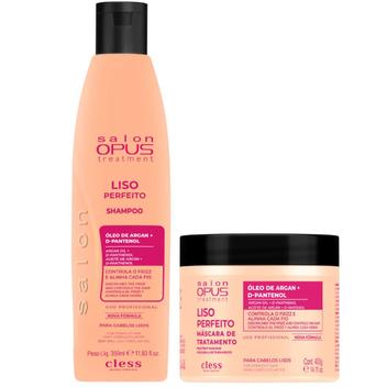 Kit Shampoo 350ml e Máscara 400ml Liso Perfeito Cless Brilho Maciez e ...