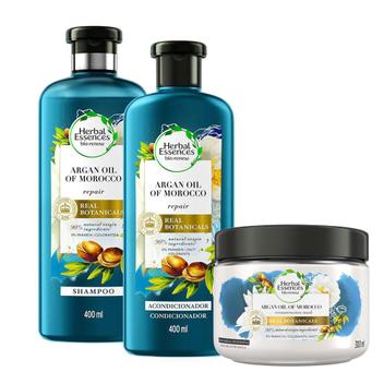 Kit Shampoo + Condicionador 400ml + Máscara 300ml Herbal Essences Óleo ...