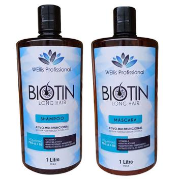 Kit Shampoo e Máscara Biotin Profissional 1 Kilo - WEllis Profissional ...