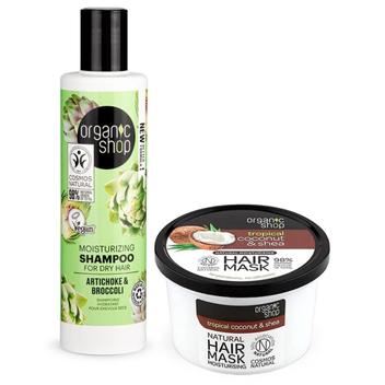 Kit shampoo e Máscara Hidratação Cabelo Seco Organic Shop - Kit de ...