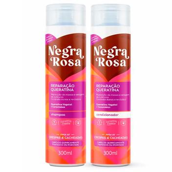 Kit Shampoo Negra Rosa Reparação Queratina 300ml E Condicionador ...