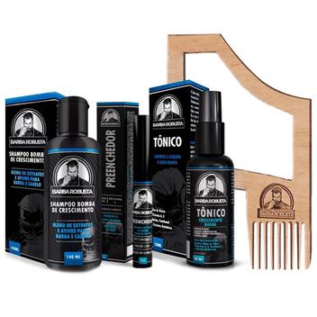 Kit Shampoo Tônico Preenchedor E Pente Regua Barba Robusta - Acessórios ...