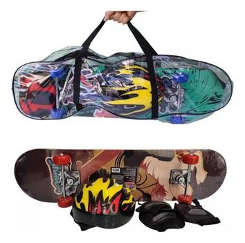 Kit Skate Infantil Completo Resistente Com Proteção E Capacete Colorido ...
