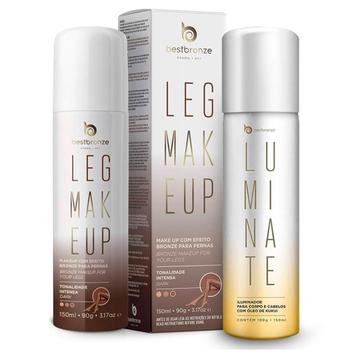 Kit Spray Maquiagem De Perna Leg Make Up E Iluminador Corpo E Rosto ...