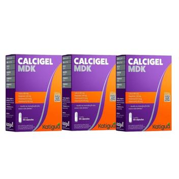 Kit Suplemento Alimentar Katigua Calcigel MDK Com 3 Caixas 60 Cápsulas ...