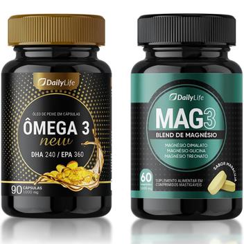 Kit Suplementos Omega 3 e MAG 3 Daily Life Suporte Completo com Acidos ...