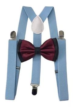 Kit Suspensório Azul Bebê +gravata Borboleta Dupla Pt/bordô Ref 244/249 ...