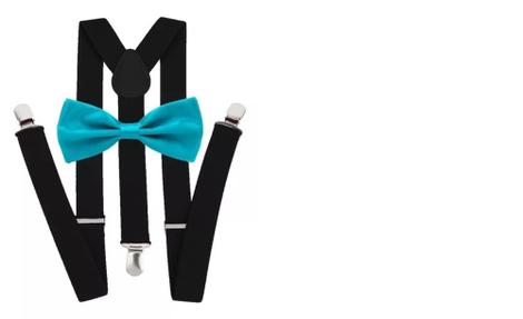 Kit Suspensório Preto + Gravata Borboleta Azul Tiffany Ref: 244/247 ...