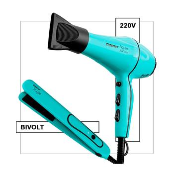 Kit Taiff Style Azul Turquesa Secador 2000W 220V + Chapa de Cabelo ...