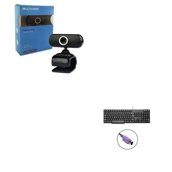 Kit Teclado com fio conexão PS2 e Webcam Conexão USB - Multilaser ...