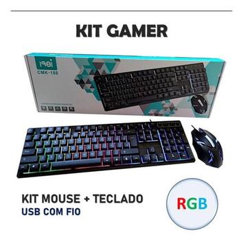 Kit Teclado E Mouse Gamer Rgb Led Usb Com Fio Cmk-188 Jogos - oem - Kit ...