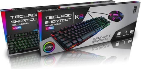 Kit Teclado E Mouse Gamer Shortcut K8 C/ Led Rgb - MBTECH - Kit Gamer ...