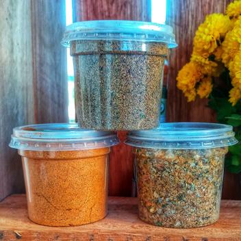 KIT TEMPERO COMPLETO 3 POTES DE 100gr 140ML CADA - Leve sabor - Tempero ...