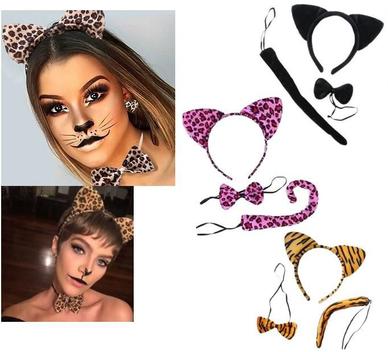 Kit Tiara Animal Oncinha Pelúcia Gravata Rabinho Cosplay - Plena Mix ...